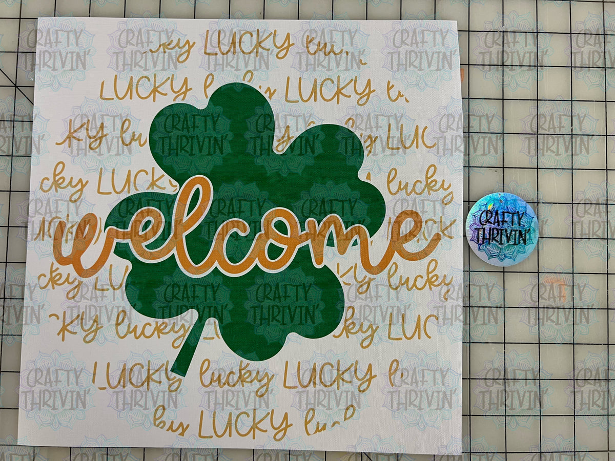 Welcome Cursive Shamrock Crafty Canvas – Crafty Thrivin’ LLC